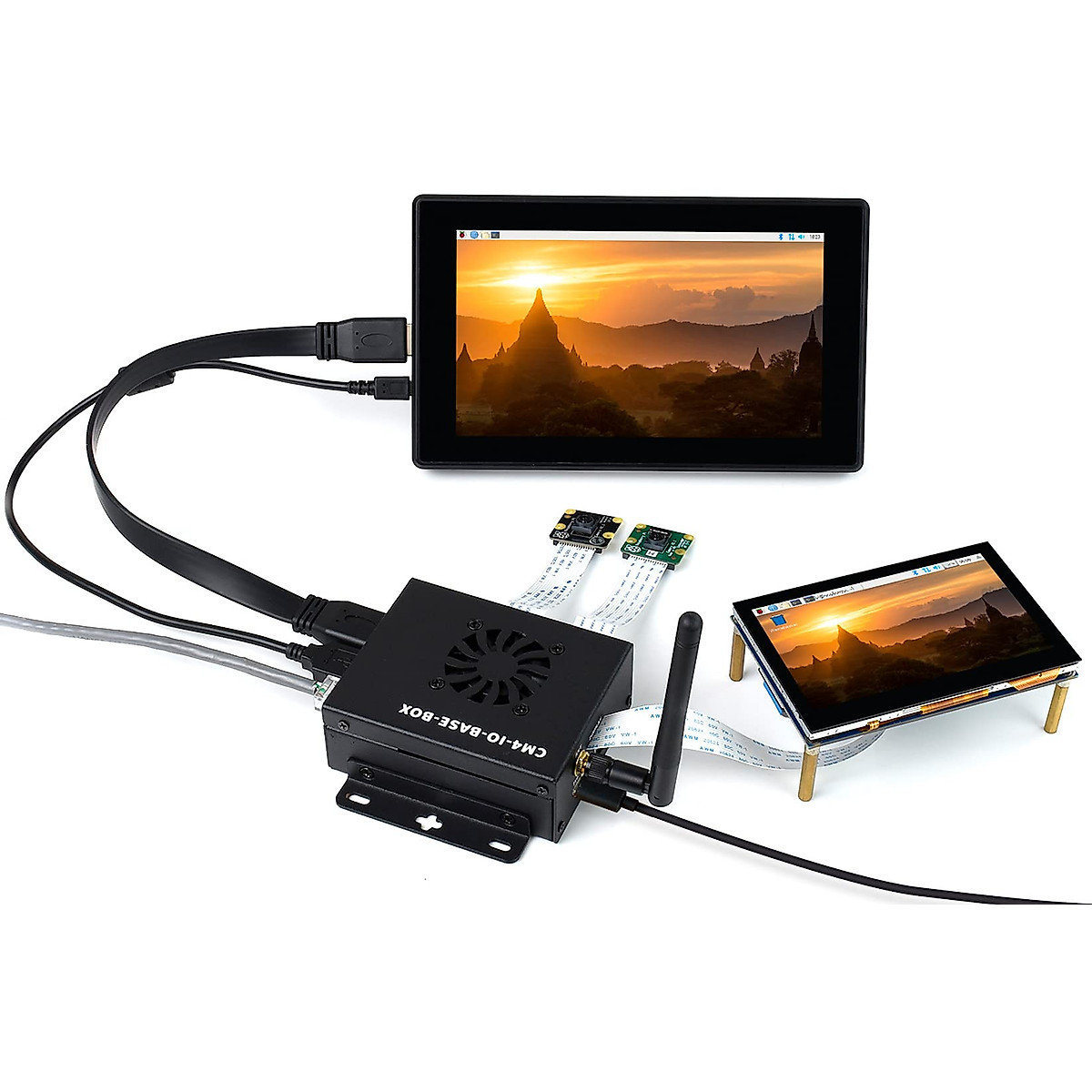Bicool Mini-Computer for Raspberry Pi Compute Module 4 (NOT Included), Mini IO Board Lite Version (A), with CM4-IO-BASE-A and Metal Case with Cooling Fan,Onboard CSI/DSI/HDMI/USB/RJ45 etc.Connectors
