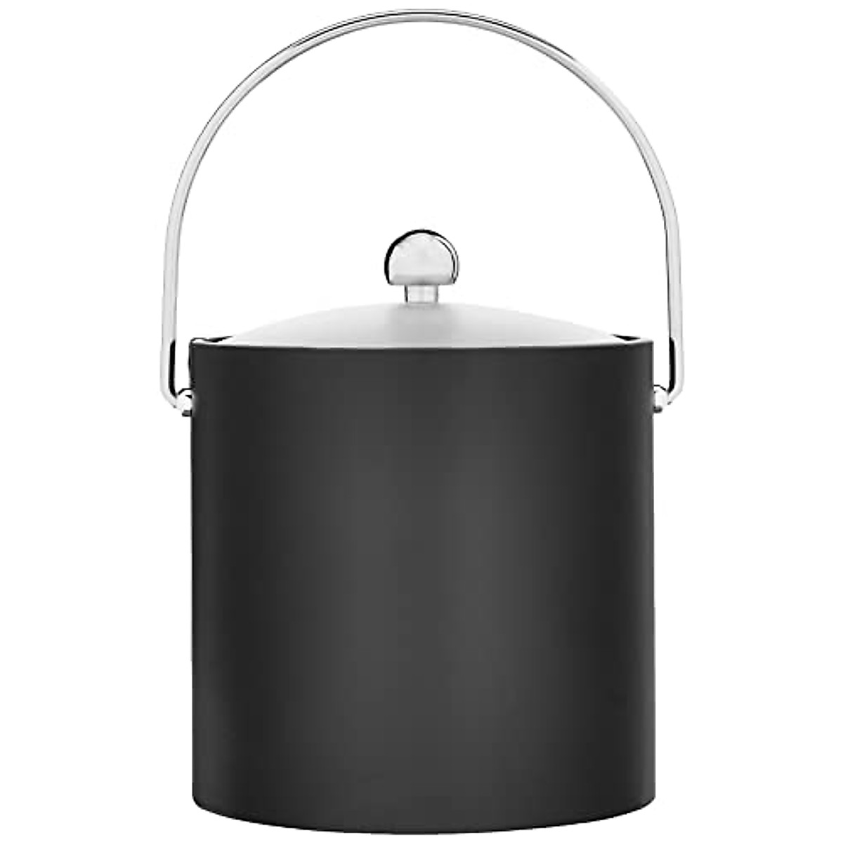 Kraftware Bartenders Choice Fun Colors Collection Ice Bucket 3-Quart, Black, Double Wall Construction, Keep Ice Perfectly Chilled, Hotel Ice Bucket, Guest Room Bar Area Ice Bucket, Bale Handle
