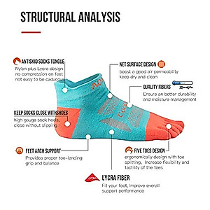 AONIJIE Toe Socks for Men and Women High Performance Athletic Five Finger Socks Soft,Comfortable and Breathable, Ankle-Medium