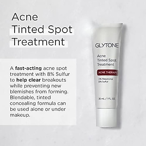 Glytone Acne Tinted Spot Treatment - With 8% Sulfur & 2% Resorcinol - Tinted Cream Formula to Conceal Blemishes - Non-Comedogenic - 1 fl. oz.