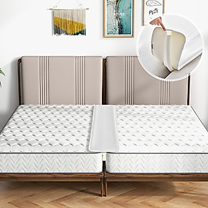 KOMFOTT 75” X 9” Bed Bridge, Twin to King Converter Kit, Adjustable Bed Mattress Connector with Strap, Twin Bed Gap Filler King Maker, Split King Bed Connector for Family Guests (Twin to King)