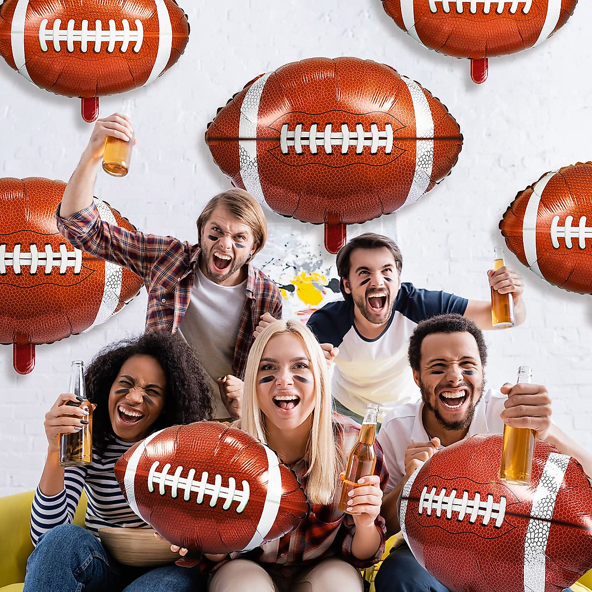 30 Pieces Large Football Foil Balloons for Football Party Decorations 27 Inches, 22 Inches Football Shaped Aluminum Foil Balloons Rugby Balloons for Sports Theme Birthday Party Favors