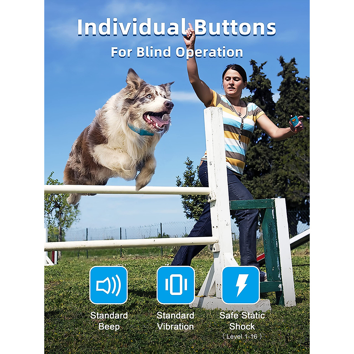 Bousnic Dog Training Collar with Remote - 4000ft Waterproof Dog Shock Collars 2 Dogs for Large Medium Small Dogs Rechargeable E Collars for Dogs Training with Beep Vibration Humane Shock(1-16) Mode