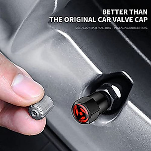 Anime Tire Valve Stem Caps, 4 Pack Car Tire Air Caps Cover, Hexagon Design Light-Weight Aluminum Alloy Screw-On Universal Auto Wheel Tire Stem Covers for Car, Truck, SUV, Motorcycle, Bike, Black