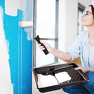 Mister Rui Paint Tray, 12 Pack, 6 Inch Paint Tray with Liners, Paint Roller Tray Kit with 4 Inch Roller Frame, Plastic Paint Tray, Disposable Paint Tray Liners for Home Improvement