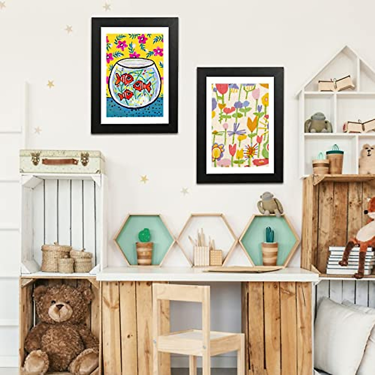 Kids art frame front opening holds 150 A4, Kids artwork display frame interchangeable, Storage 3D Picture Display, Children Art Projects, Schoolwork, Crafts, Drawing 11.8''x8.3''x0.78'' (2pcs black)