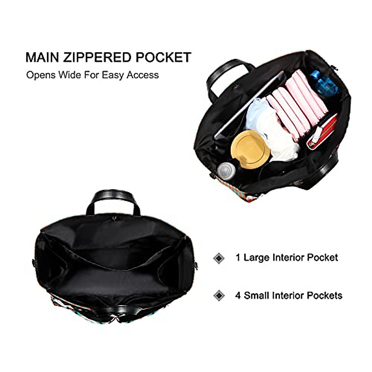 Aztec Print Diaper Bag Tote with Stroller Straps, Ethnic Chevron Large Capacity Baby Stroller Organizer Bag, Multi-Function Nappy Bag Travel Handbag