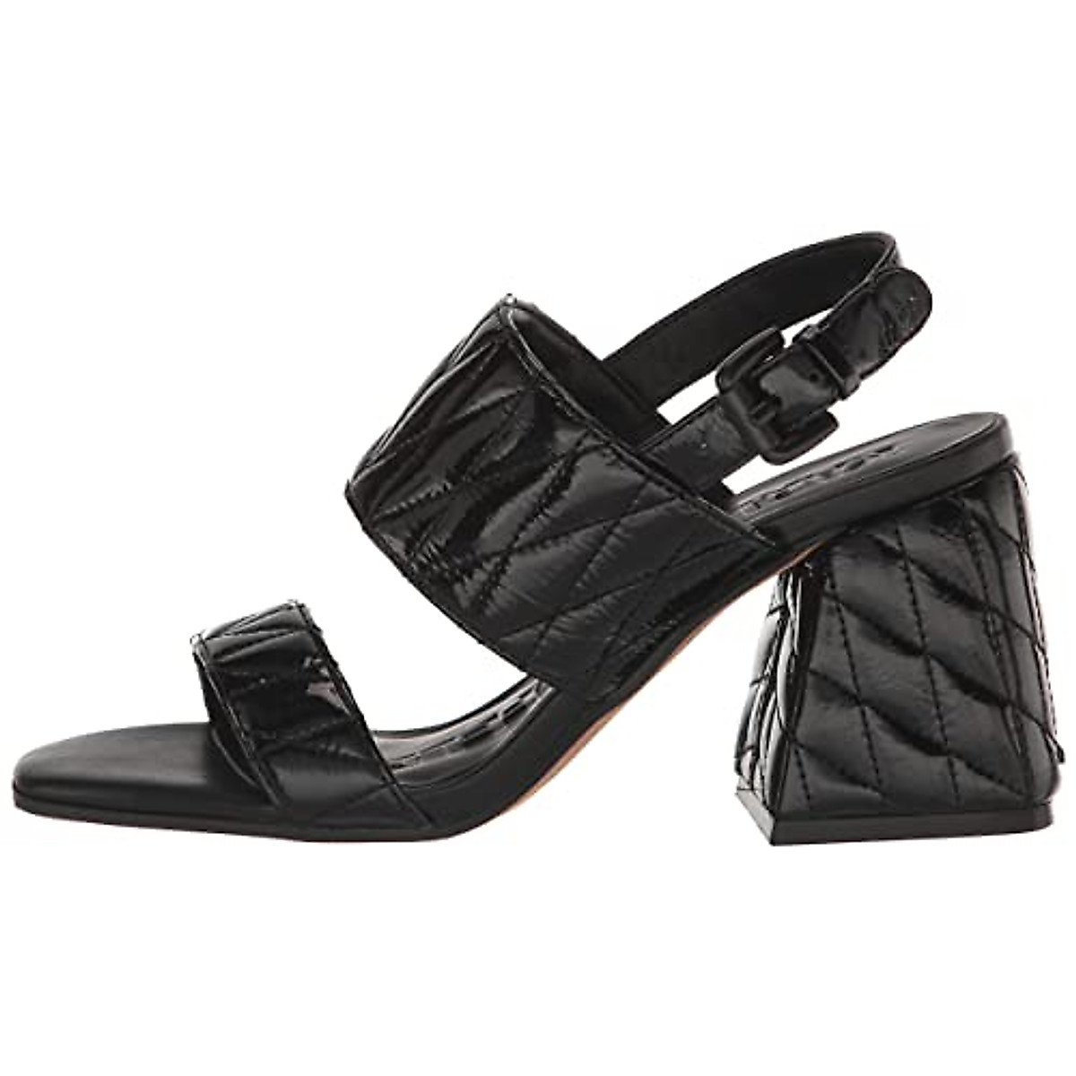 Karl Lagerfeld Paris Women's Sarina Open Toe Leather Heeled Sandal, Black Quilted, 8.5