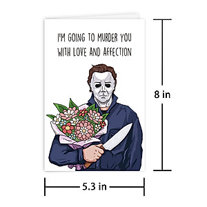 Leinessy Michael Myers Halloween Card for Him Her, Horror Movie Theme Anniversary Card, Murder You with Love and Affection