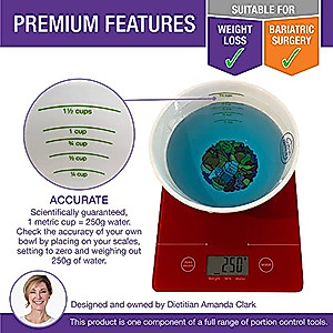 Portion Perfection Measuring Bowls, PORCELAIN, Set of 2 Portion Control Bowls for Weight Loss, Accurate Bowl Does the Measuring For You - No Cups Required, Weight Control & Bariatric Surgery Must Have