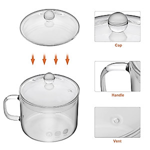 UPKOCH Glass Cooking Pot 50Oz Stovetop Pot Glass Saucepan with Cover Clear Simmer Pot Soup Pot with Lid for Pasta Noodle Milk Heat Resistant