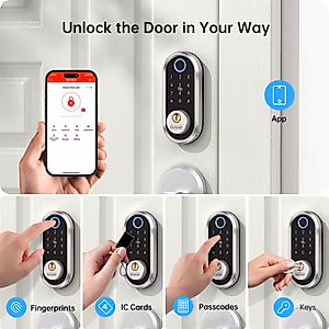 WiFi Smart Lock,SMONET Electronic Digital Bluetooth Smart Deadbolt,Keyless Entry Door Lock with Keypads,Gateway Hub Included, Remotely Control,Work with Alexa,Code for Home Front Door,Silver