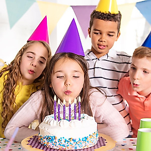 24-Count Glitter Long Thin Birthday Candles, Dark Purple Long Stick Birthday Cake Candles Set, Cake Candles Decorations for Birthday Party Wedding Anniversary Supplies