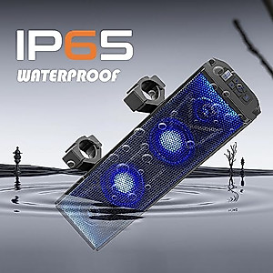 purevox UTV Sound Bar 16 Inch 4-Speaker ATV SoundBar UTV Sound System SXS Speakers Waterproof Bluetooth Connectivity with Multicolor LED Lighting for UTV ATV Golf Cart Marine Boat