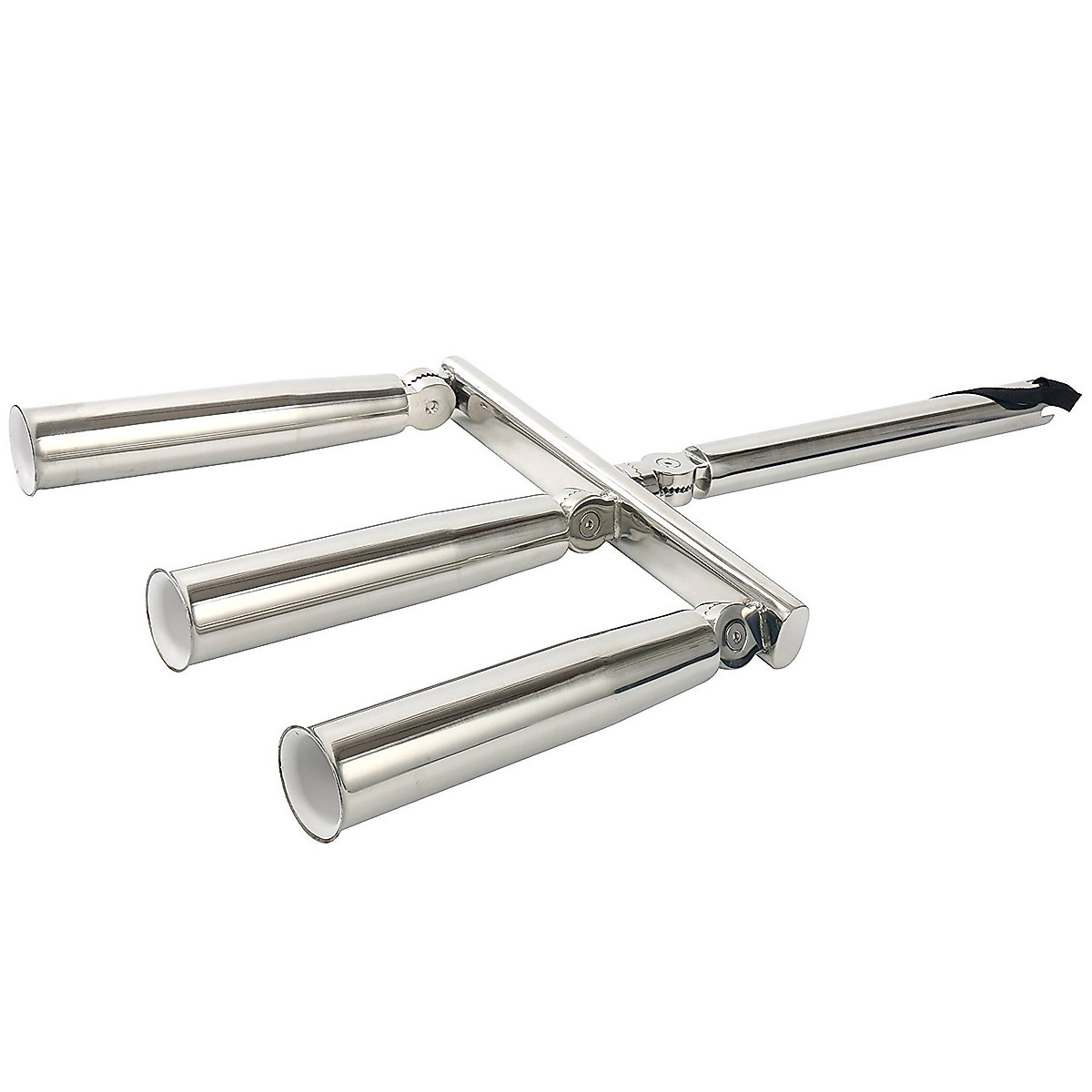 3 Tube Silver Highly Polished Stainless Steel Trident Outrigger Stylish Rod Holder - Triple Rod Holder , Kite Fishing Mount 3-Rod Holder -9998S