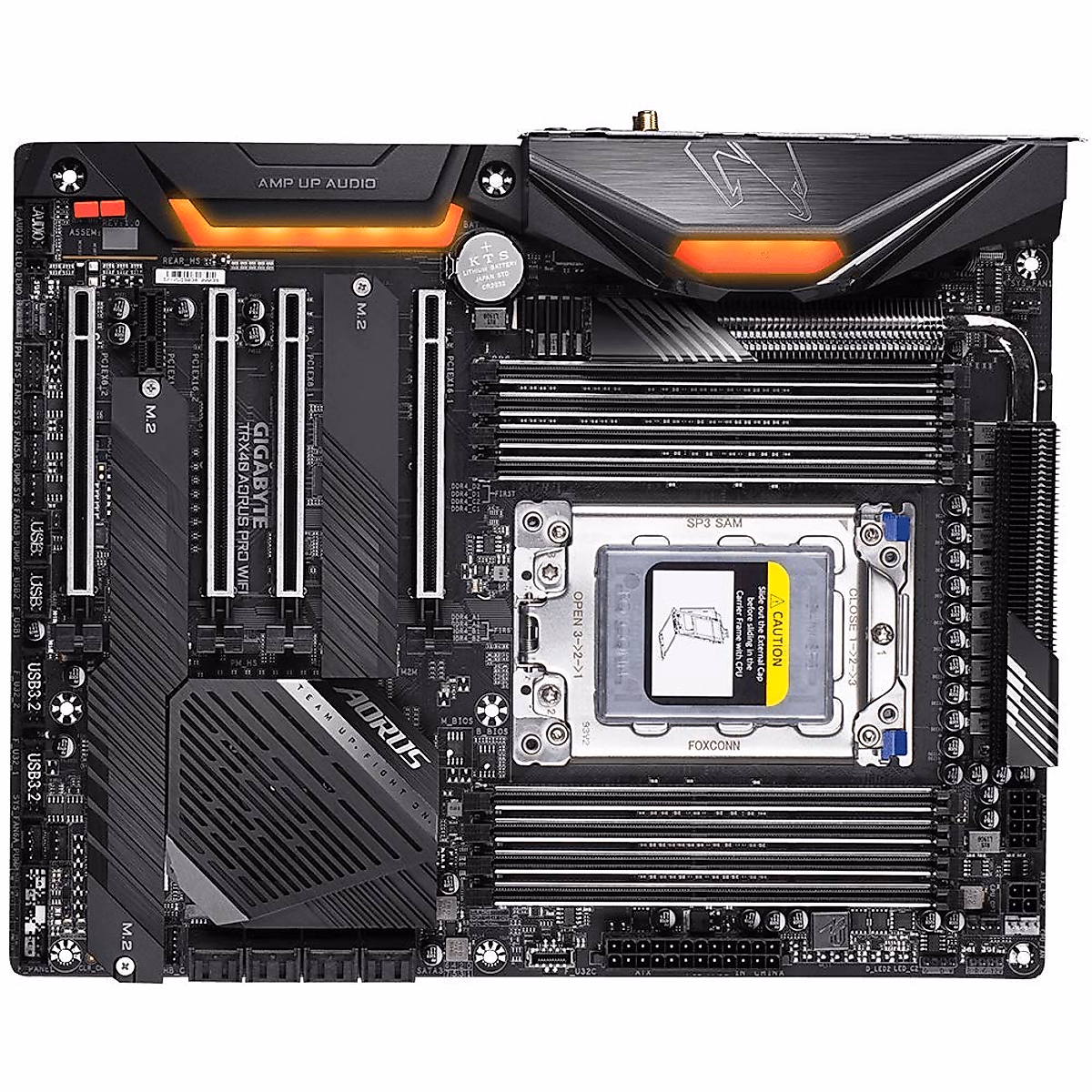 GIGABYTE TRX40 AORUS PRO WiFi (sTRX/AMD/TRX40/Fins-Array Heatsink/12+2 Phases Infineon Digital VRM/3x PCIe 4.0x4 M.2/Intel WiFi 6/Intel GbE LAN/ATX/Motherboard)