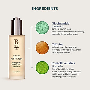 Better Not Younger Wake Up Call Shampoo, 8 Oz. Conditioner, 8 Oz. and Superpower Fortifying Hair & Scalp Serum Bundle
