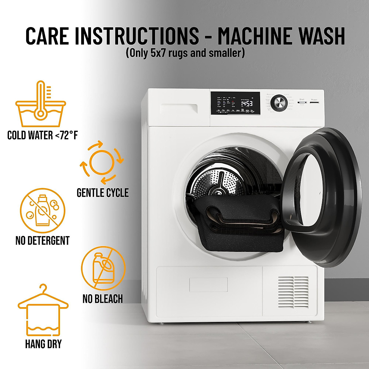 Ottomanson Ottohome Collection Non-Slip Rubberback Modern Solid Design 2x3 Indoor Area Rug/Entryway Mat, 2'3" x 3', Black