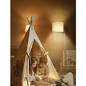 bodkar Rustic Floor Lamp with Remote, Farmhouse Standing Lamp Adjustable Height Dimmable for Living Room Bedroom Bulb Included(Black and red)