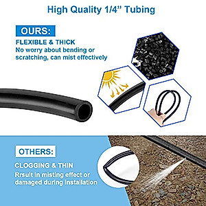 YuYo Misting System, Misters for Outside Patio, 59FT Misting Line +19 Brass Mist Nozzles + 3/4" Brass Adapter Outdoor Misters System for Patio Greenhouse Garden Gazebo Poolside Umbrella Trampoline