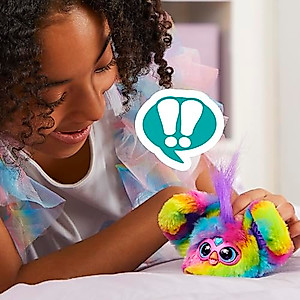 Furby Furblets Ray-Vee Mini Friend, Electronica Music, Speaks Only Furbish, Electronic Plush Toys for Girls & Boys, Interactive Pets, Rainbow, Easter Basket Stuffers, 6+