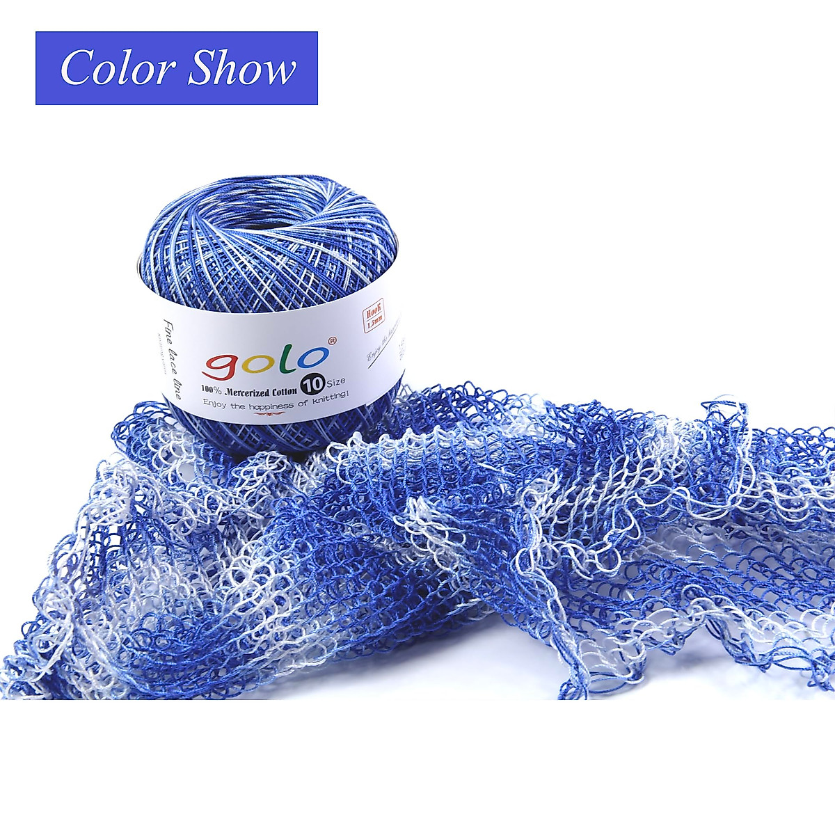 golo Crochet Thread Size 10 Colored Yarn for Crocheting D-Blue-169