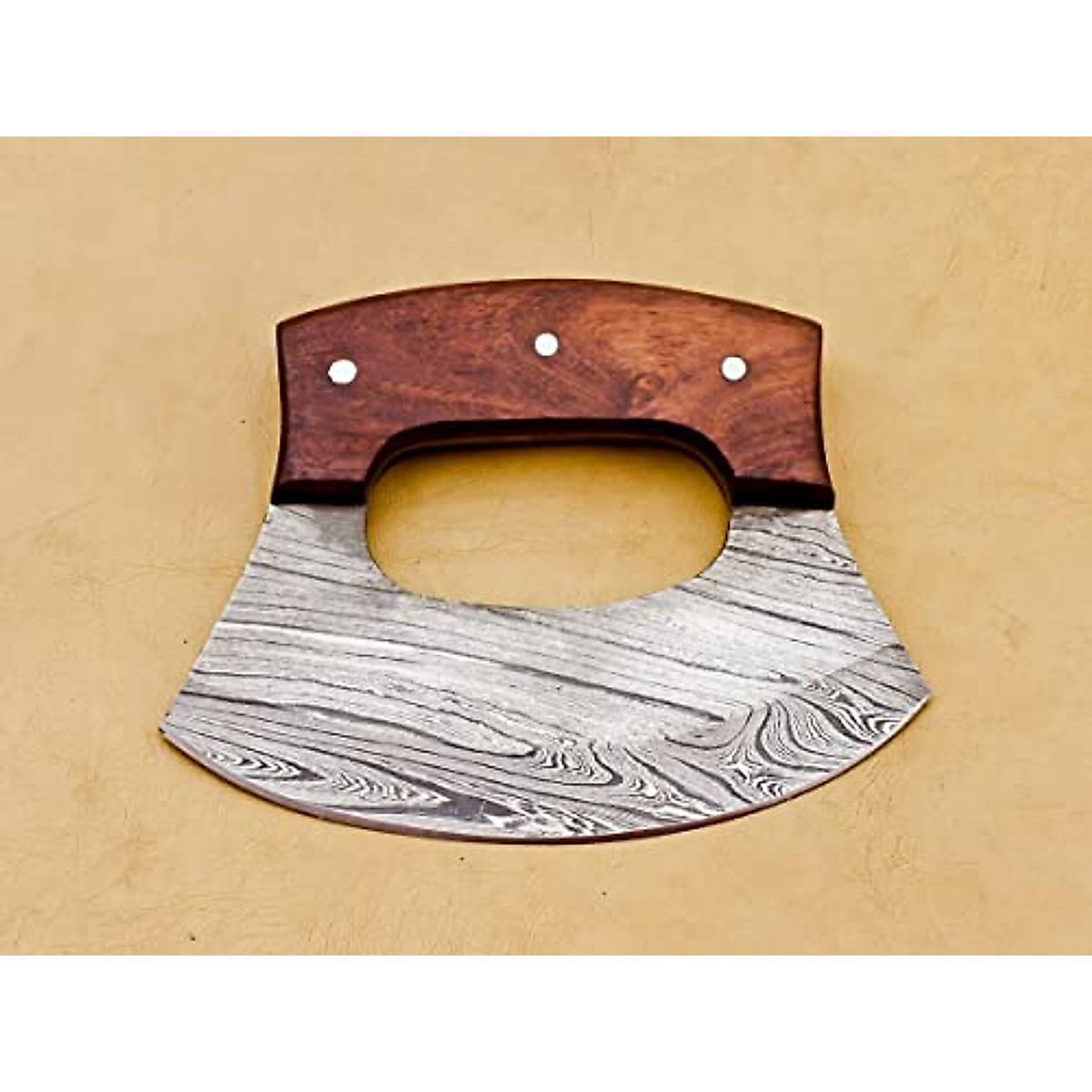 Handmade Damascus Chef Kitchen Ulu Knife Chef Knife Heavy Duty Damascus Handle Walnut Wood With Leather Sheath