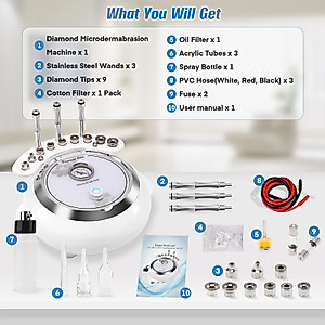 3 in 1 Diamond Microdermabrasion Machine, TopDirect Facial Skin Care Salon Equipment w/Vacuum & Spray (Strong Suction Power: 65-68cmhg)