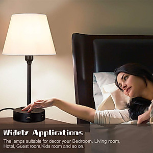 ZEEFO Touch Control Table Lamp Built in Dual USB Ports & AC Outlet, White Fabric Shade 3 Way Dimmable USB Nightstand Lamp Bedside Lamps for Bedroom, Living Room (2 Pack)