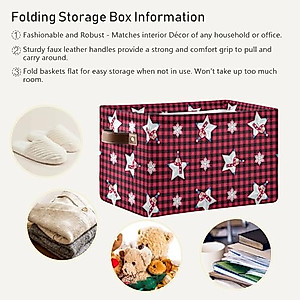 Christmas Star Snowman Snowflakes Storage Basket Bins Sturdy Toy Storage Organizer Bins Laundry Basket with Handles for Living Room Clothes Nursery Closet Shelf Playroom,2 pcs