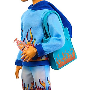 Monster High Scare-adise Island Heath Burns Doll with Flame Hoodie, Swim Trunks & Beach Accessories like Sunglasses