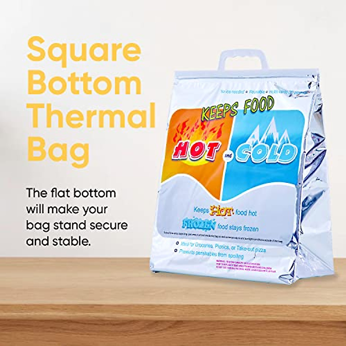 Pack of 6 Hot and Cold Insulated Bags- Food Storage for Frozen & Hot Items- Reusable Lunch Bags & Grocery Shopping Bags, Heavy Duty Refrigerated Totes (13"x7"x15.5")