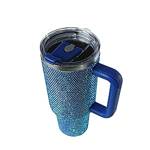 Sip+Sea Grenada 40oz Rhinestone-Encrusted Insulated Tumbler - Premium Bling Stainless Steel Water Bottle with Handle, Double Wall Vacuum Technology, Includes Leakproof Lid and Straw