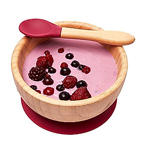 Baby Toddler Stay Put Dish, Kids Suction Plate & Bowl, Bamboo Cute Dinnerware (Grey Set)