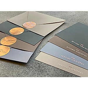 (36 Pack) Run2Print Beyond Grateful Thank You Cards With Envelopes & Gift of 36 Foiled Stickers - Elegant Dusty Blue Emboss Rose Gold Foil Pressed Blank Notes Wedding All Occasion Cards (Dusty Blue)