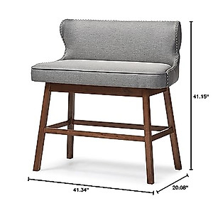 Baxton Studio Gradisca Modern and Contemporary Grey Fabric Button-tufted Upholstered Bar Bench Banquette