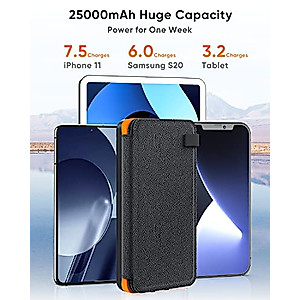 Hiluckey Solar Charger 25000mAh, Outdoor USB C Portable Power Bank with 4 Solar Panels, 3A Fast Charge External Battery Pack with 3 USB Outputs Compatible with Smartphones, Tablets, etc.