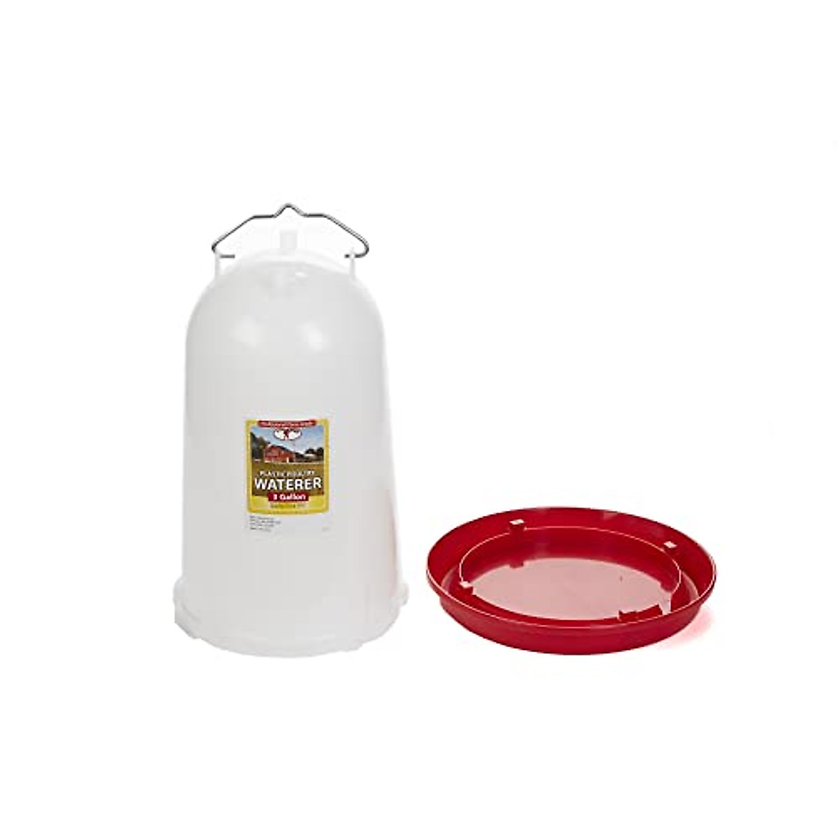 Plastic Poultry Drinker (3 Gallon) - Little Giant - Heavy Duty Plastic Gravity Fed Water Container Jar (Red) (Item No. 7906)
