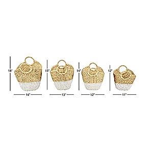CosmoLiving by Cosmopolitan Seagrass Handmade Two Toned Storage Basket with Handles, Set of 4 17", 15", 13", 12"W, Brown