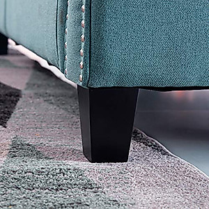 Traditional Upholstered 61 Inch Fabric Loveseat Couch Sofa for Living Room with Sturdy Wood Frame Construction, Single, Blue