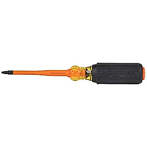 Klein Tools 6944INS Insulated Screwdriver, 1000V Slim Profile Tip, #2 Square with 4-Inch Shank, Cushion-Grip Handle