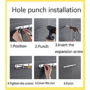 Wall Coat Rack with 6 Hooks, Coat Rack Wall Mounted, Coat Hooks, Coat Hooks Wall Mounted, Waterproof Heavy Duty Coat Wall Hooks, for Hanging Coats Purse Clothes Backpack Entryway,Towel Racks Bathroom