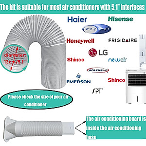 Nihoney Portable Air Conditioner Window Vent Kit with Exhaust Hose 5.1 Inch Diameter, Adjustable 59 Inch Length Exhaust Hose for AC Seal Plate with Universal for Sliding Window