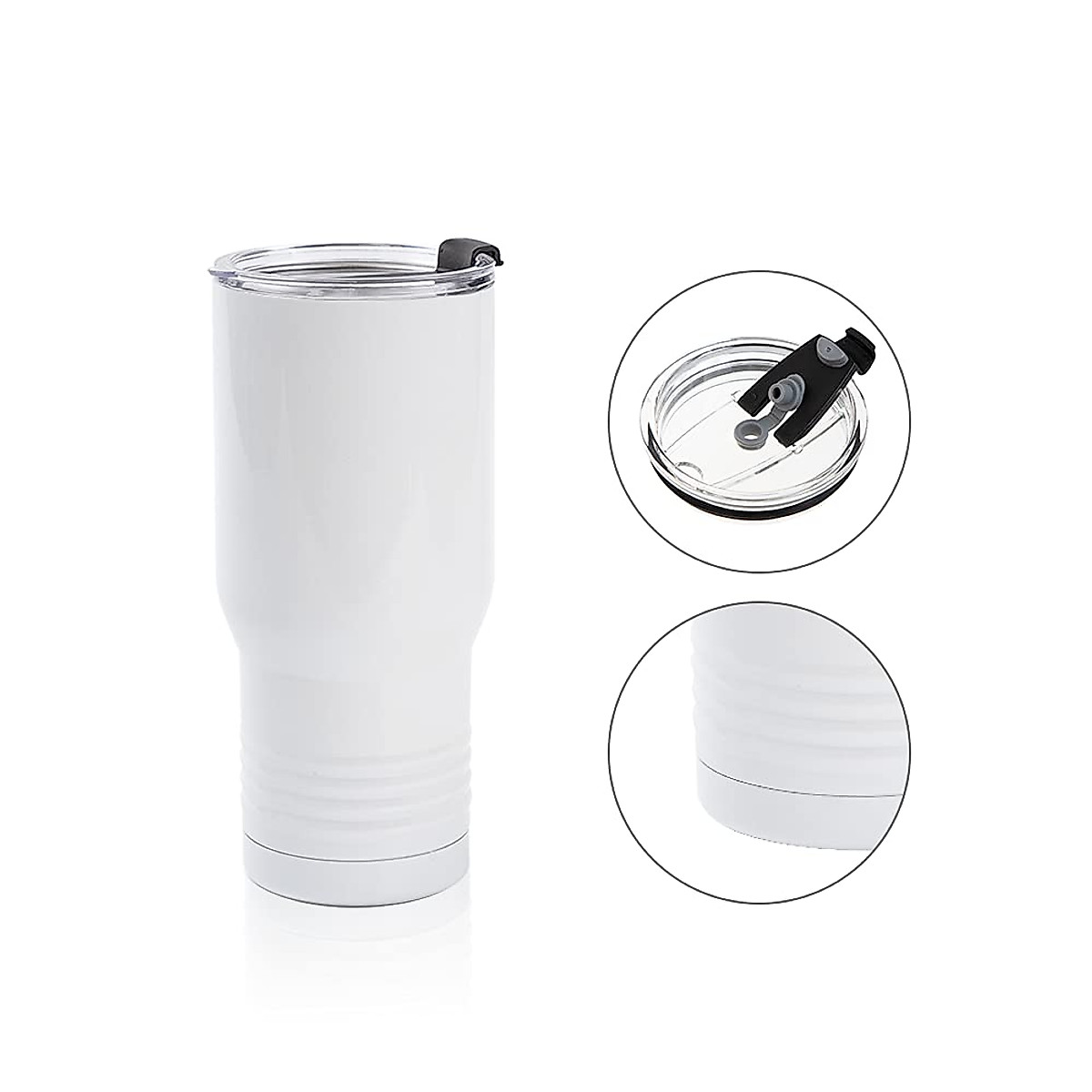 PYD Life Sublimation Tumblers Blanks 22 OZ White Stainless Steel Coffee Travel Car Cups Mugs with Lid for Mug Tumbler Heat Press Machine Printing 4 Pack