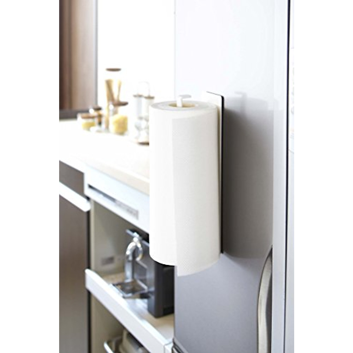 Yamazaki KT-PL AK WH Plate Magnetic Paper Towel Holder, 約W6×D5.5×H24.5cm, White