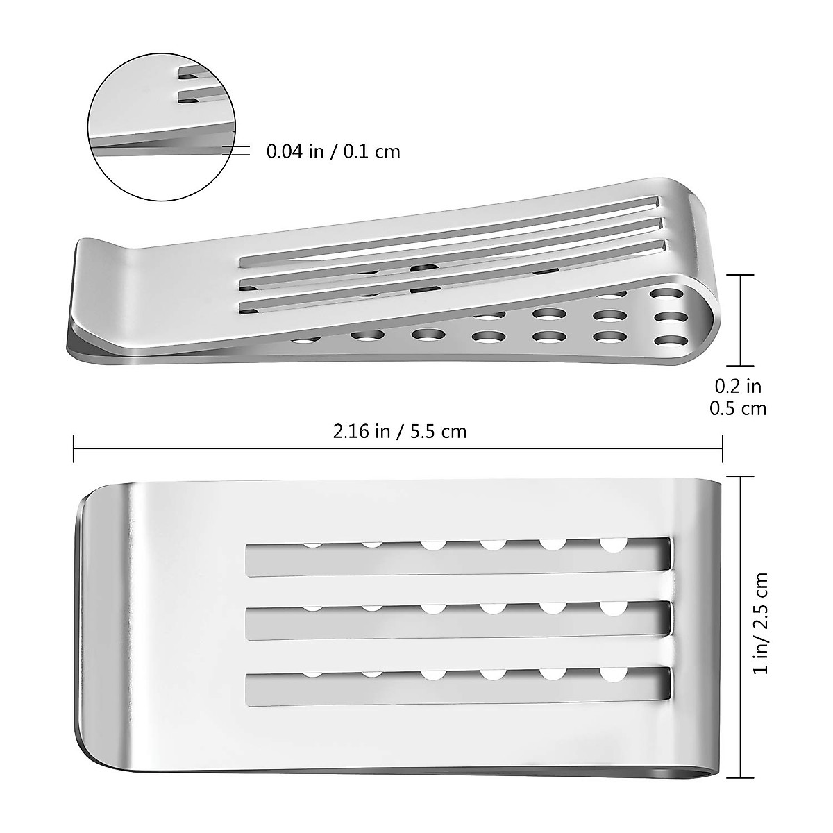 7-Star Stainless Steel 4 Pack Silver Money Clip , Credit Card Business Card Holder , Minimalist Front Pocket Hollow Wallet , Solid Small Thin Luxury for Men Cash Moneyclip , Slim Metal Clips Wallet
