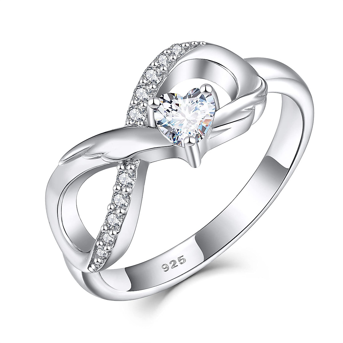 STARCHENIE Infinity Promise Ring 925 Sterling Silver Angel Wings Heart Ring for Women Size 6