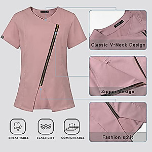 niaahinn Scrub for Women Medical Uniform Scrub Top & Jogger Pants Women Scrub Suit (Pink,M,Medium)