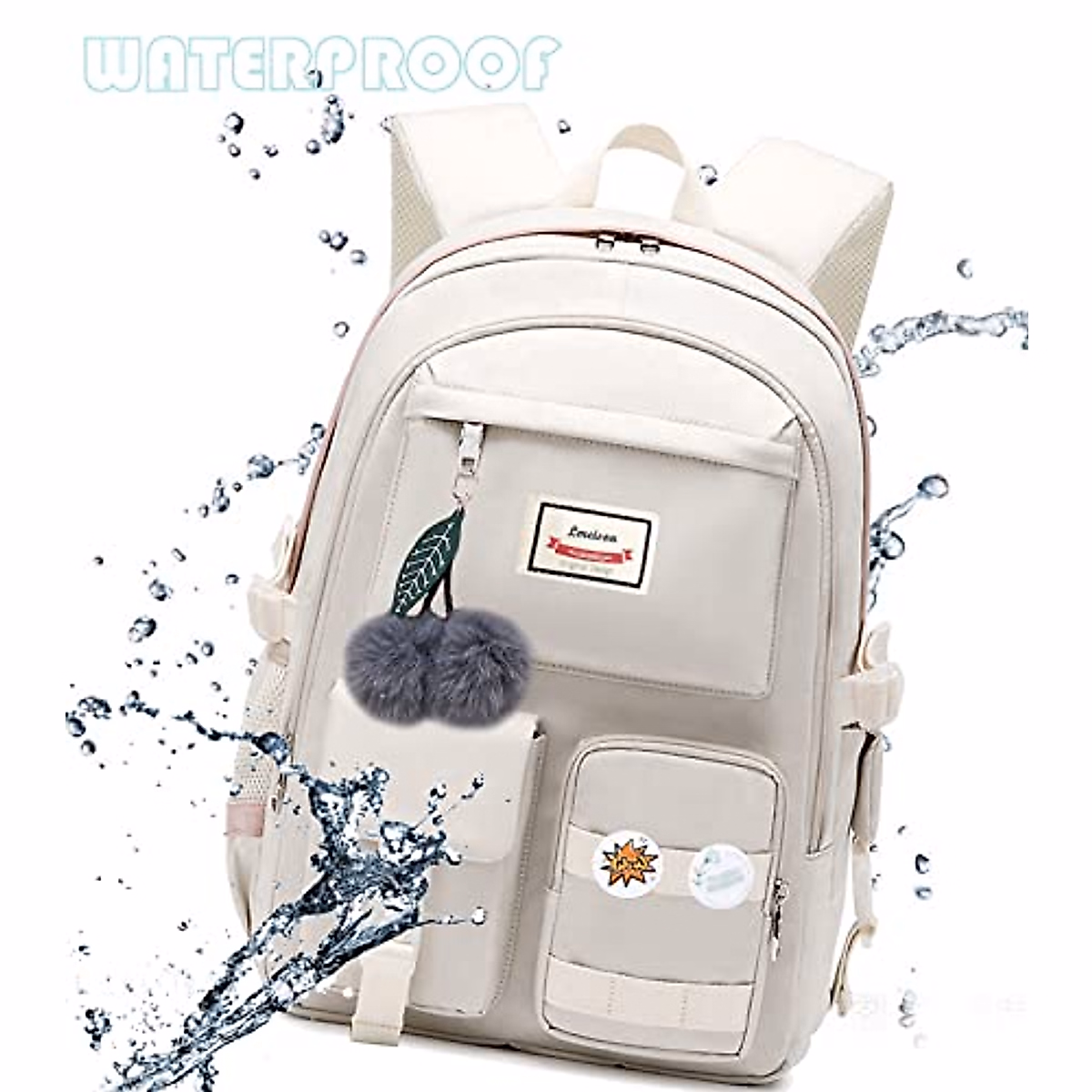 Lmeison Backpack for Girls Cute School Backpack for College Women Middle High School Laptop Backpacks 15.6 Inch School Bag Anti Theft Travel Daypack Large Bookbags for Teen Girls, White