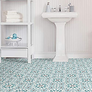FloorPops FP2949 Radiance Peel & Stick Floor Tiles, Blue